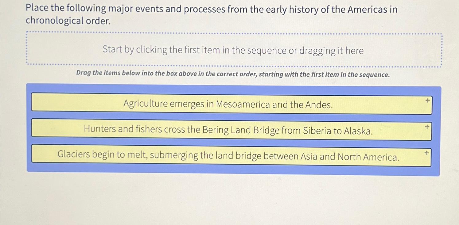 Solved Place the following major events and processes from | Chegg.com