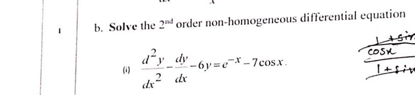 Solved Solve The 2nd Order Non Homogeneous Differential