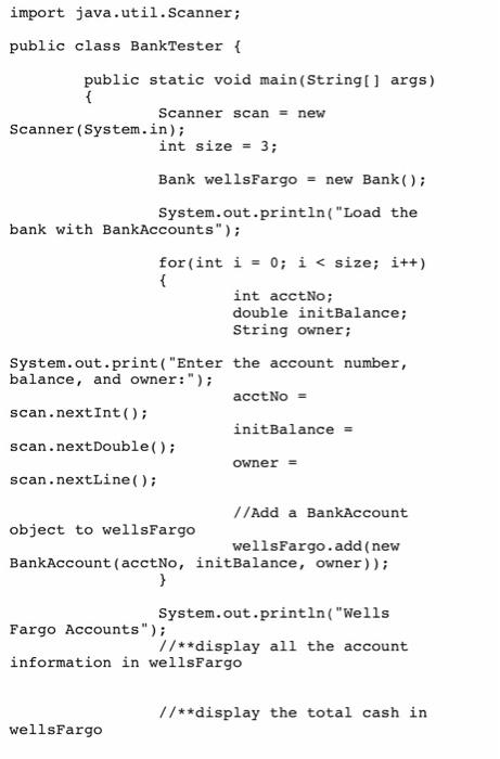 Solved 1. Download BankAccount.java, Bank.java and | Chegg.com