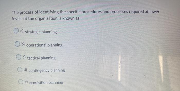 Solved Which of the following steps in the formal planning | Chegg.com