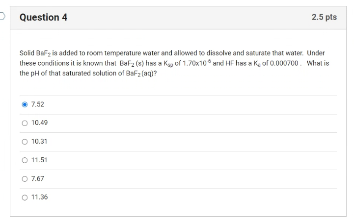 Solved Question 4Solid BaF2 ﻿is added to room temperature | Chegg.com