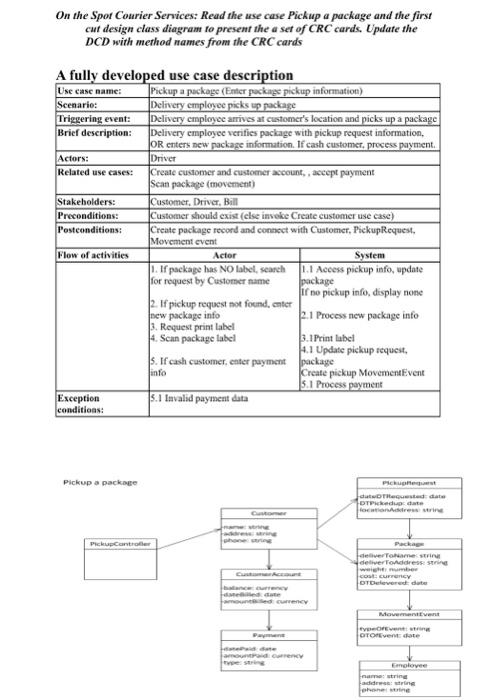 Solved On the Spot Courier Services: Read the use case | Chegg.com