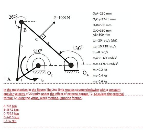 Solved 2629 B с 2100 O,A=230 mm P-1000 N 0,04=274.5 mm | Chegg.com