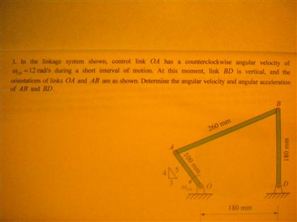 Solved In the linkage system shown, control link OA has a | Chegg.com