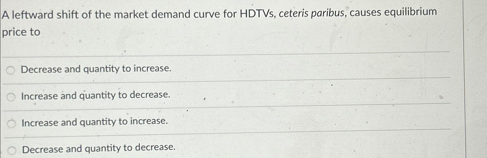 Solved A leftward shift of the market demand curve for | Chegg.com