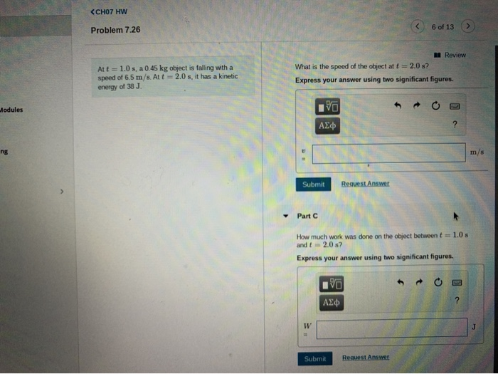 Solved Problem 7.26 Review At t = 1.0 s, a 0.45 | Chegg.com