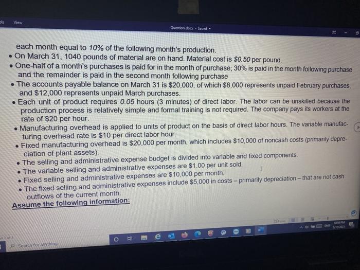 Solved Tools View Question.docx - Swed Question: XYZ Company | Chegg.com