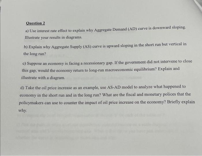 Solved Consider the following simplified Aggregate | Chegg.com