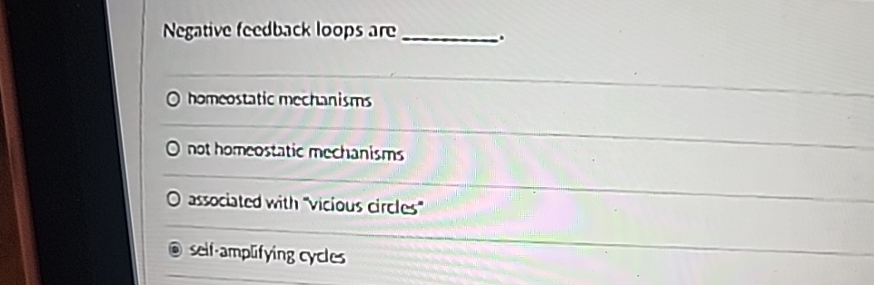 Solved Negative feedback loops are q,homeostatic | Chegg.com