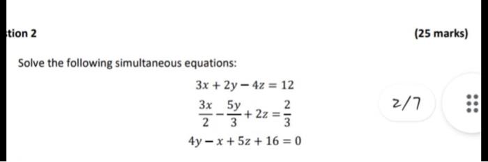 Solved Solve the following simultaneous equations: | Chegg.com