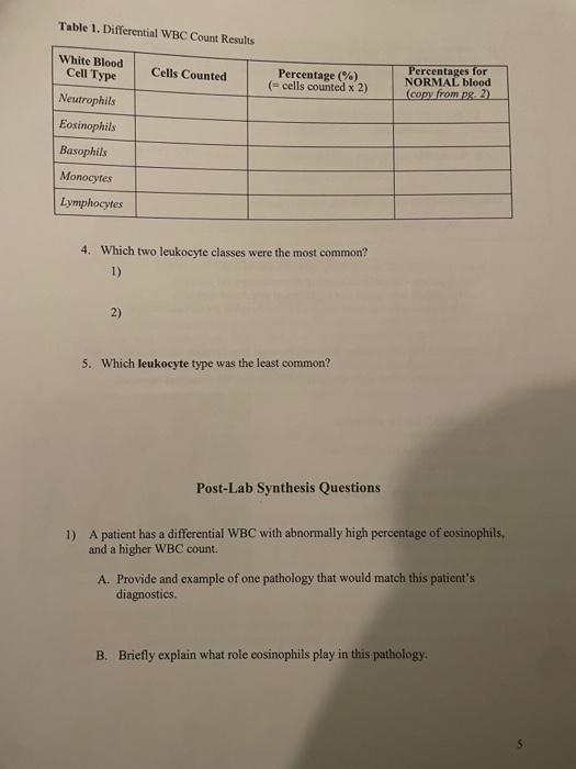 Solved HEMATOLOGY III: WBC COUNTS HUMAN PHYSIOLOGY Lab | Chegg.com