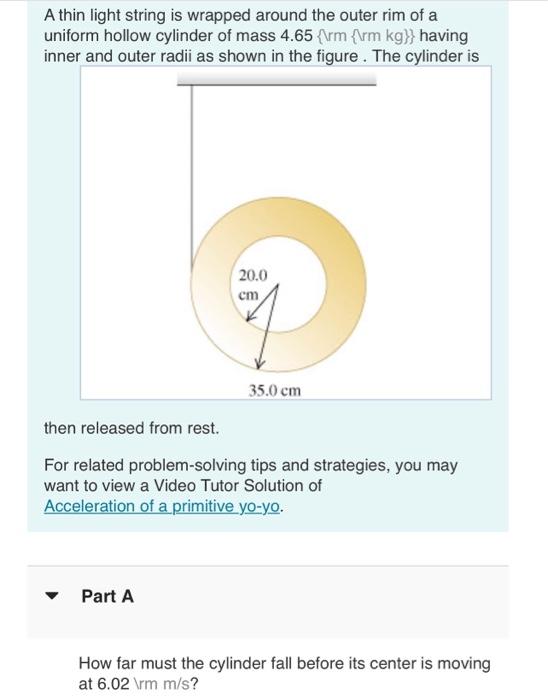 Solved A thin light string is wrapped around the outer rim | Chegg.com