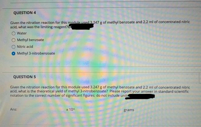 Solved QUESTION 4 Given the nitration reaction for this | Chegg.com