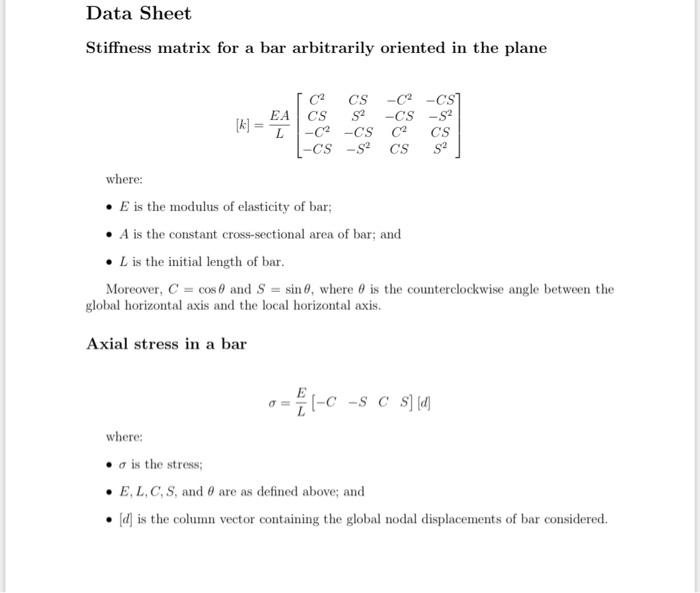 Solved 1. Consider the four-bar truss shown in the figure | Chegg.com