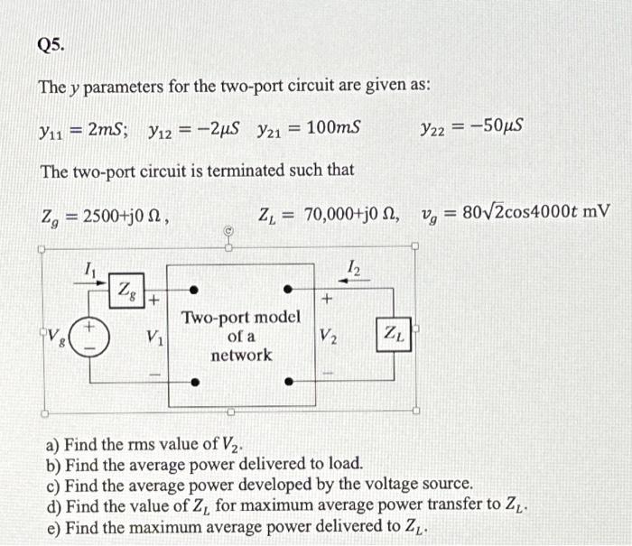 Solved The y parameters for the two-port circuit are given | Chegg.com