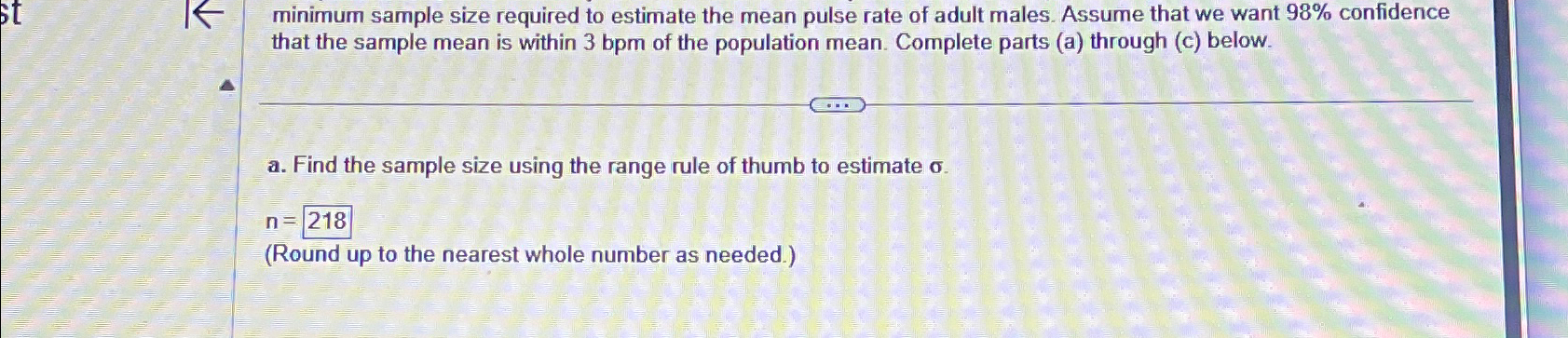 Solved minimum sample size required to estimate the mean | Chegg.com