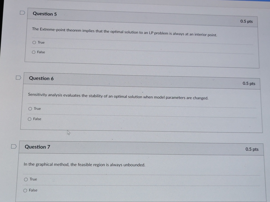 Solved Question 50.5ptsThe Extreme-point theorem implies | Chegg.com