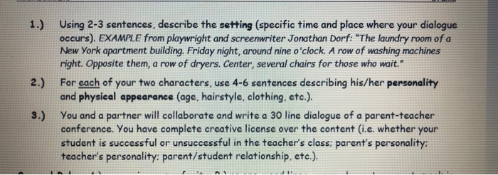 1.) 2.) Using 2-3 sentences, describe the setting | Chegg.com