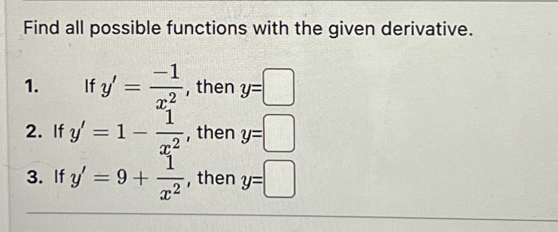 Solved Find all possible functions with the given | Chegg.com