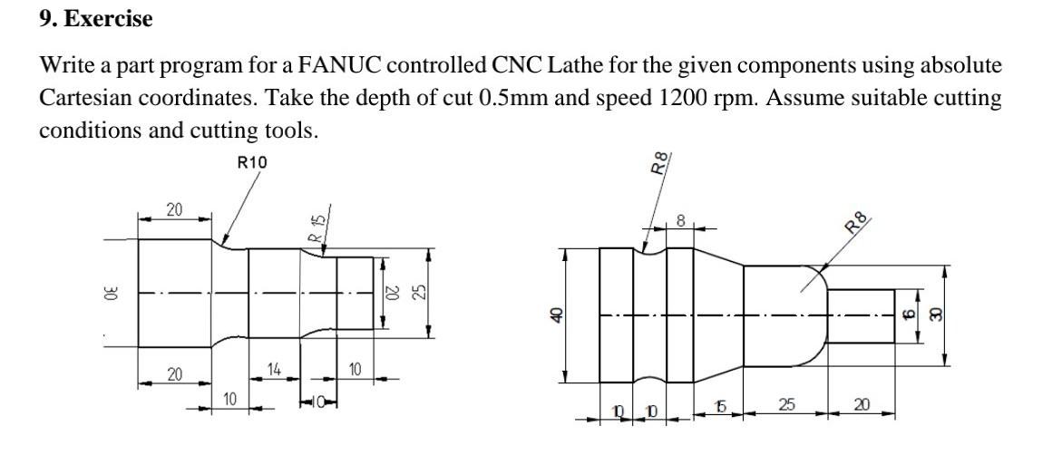 Solved 9. Exercise Write a part program for a FANUC | Chegg.com