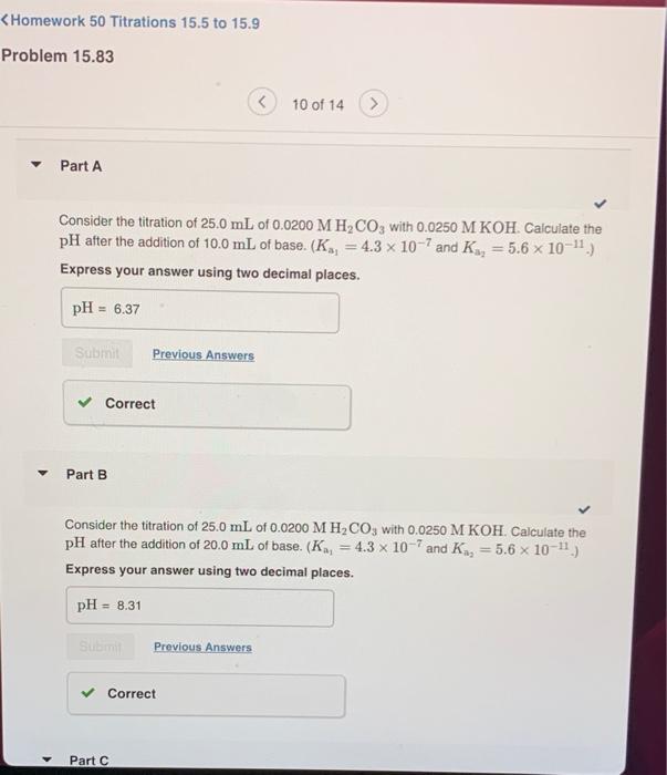 Solved Consider the titration of 25.0 mL of 0.0200MH2CO3 | Chegg.com