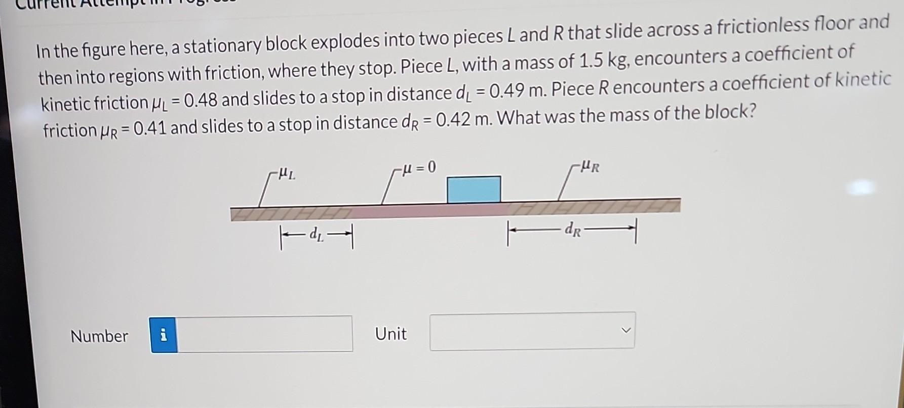 Solved In the figure here, a stationary block explodes into | Chegg.com