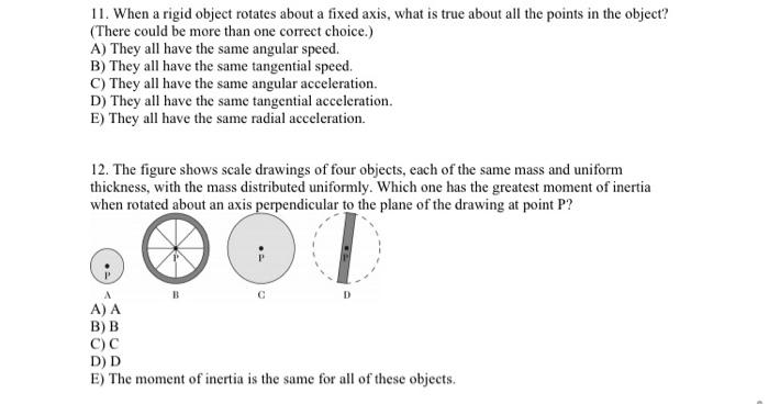 Solved 11 When A Rigid Object Rotates About A Fixed Axis