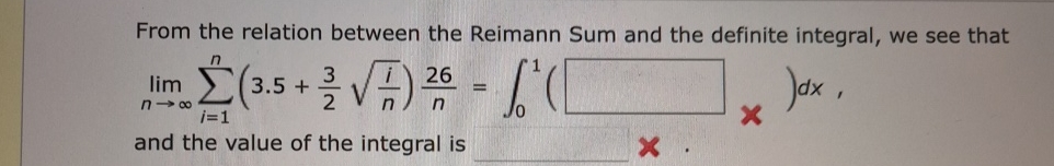 Solved From the relation between the Reimann Sum and the | Chegg.com
