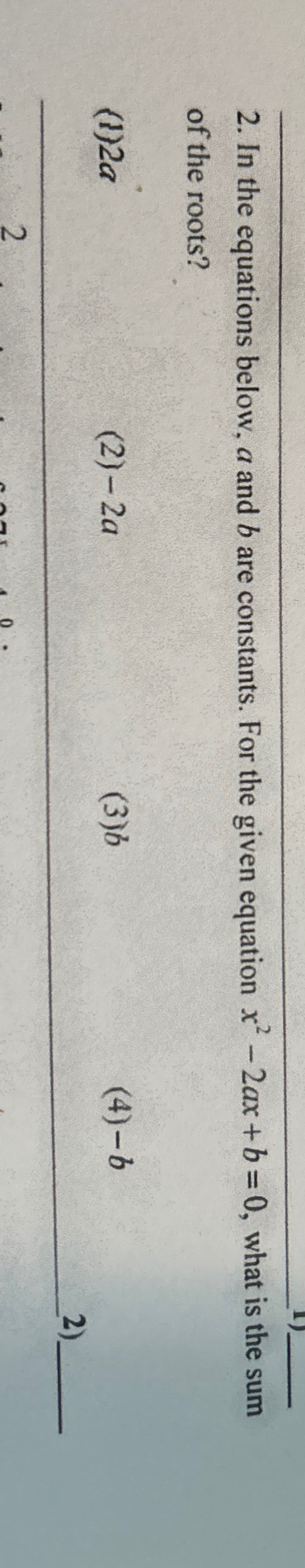 Solved In the equations below, a and b ﻿are constants. For | Chegg.com