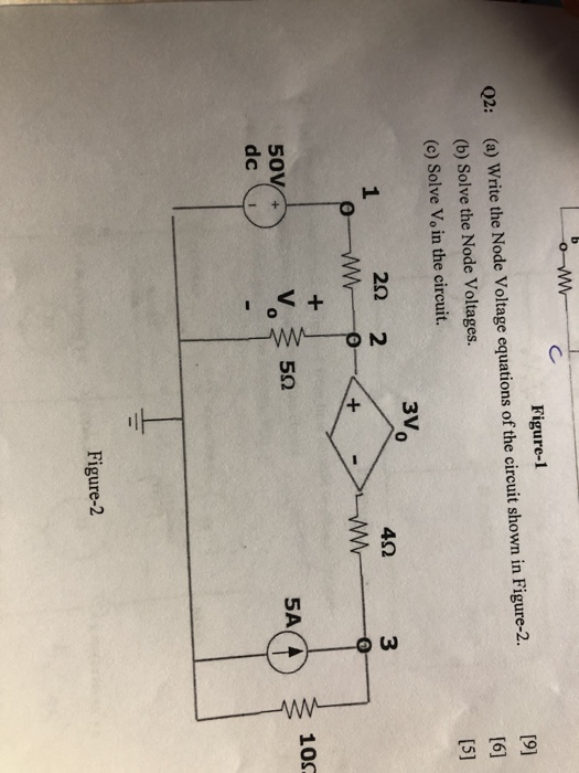 Solved Q2: 0 Figure-1 (a) Write the Node Voltage equations | Chegg.com