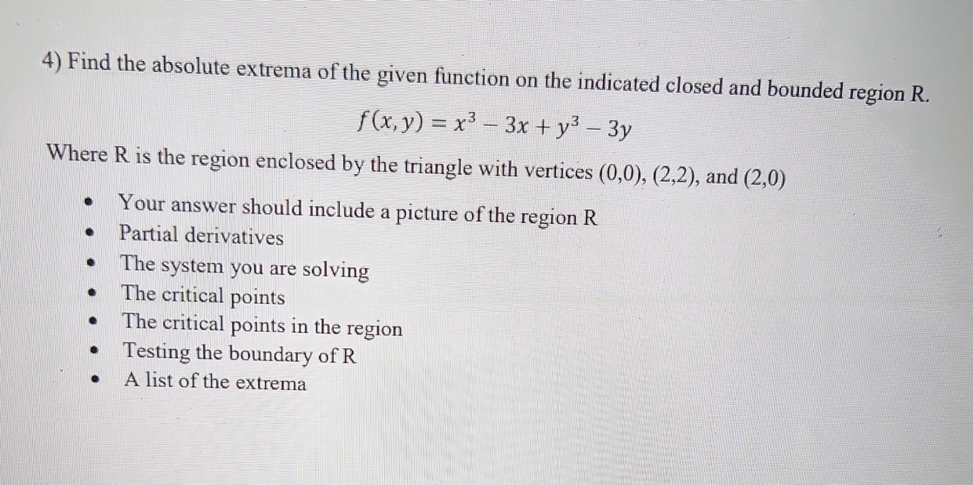 Solved 4) Find the absolute extrema of the given function on | Chegg.com