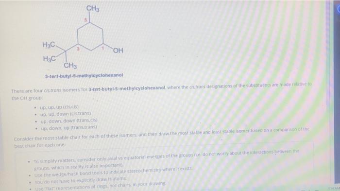 [Solved]: H3C H3C CH3 CH3 3-tert-butyl-5-methylcyclohexanol