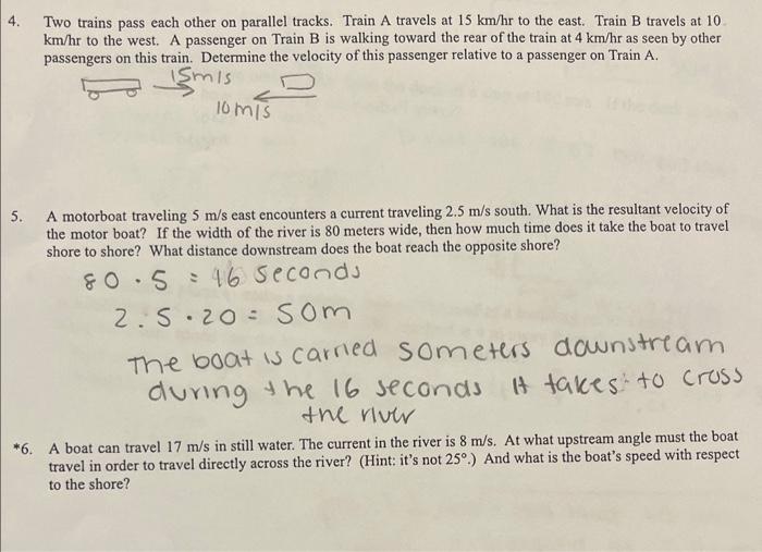 Solved Two trains pass each other on parallel tracks. Train | Chegg.com