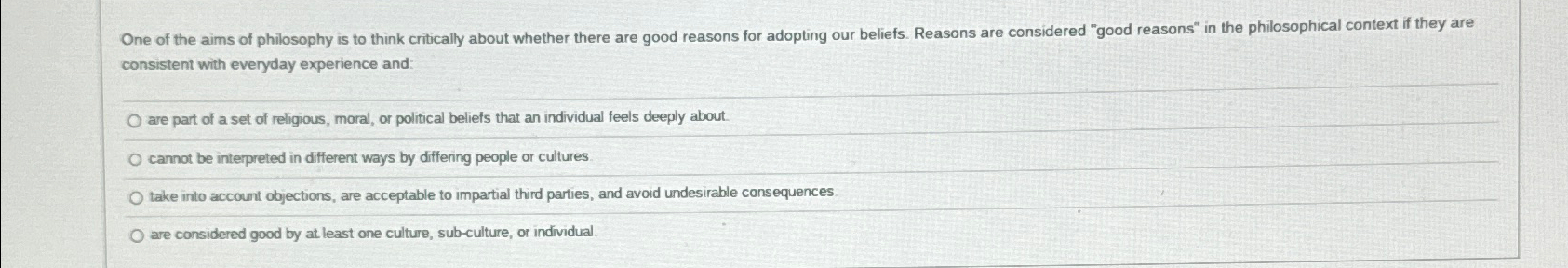 Solved consistent with everyday experience and:are part of a | Chegg.com