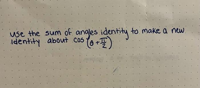 Solved use the sum of angles identity to make a new Identity | Chegg.com
