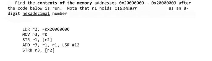 Solved ARM assembly language. This code needs to run in the | Chegg.com