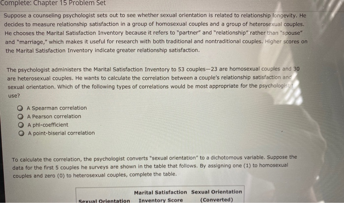 Solved Complete: Chapter 15 Problem Set Suppose a counseling | Chegg.com