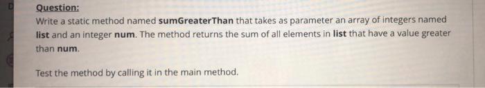 Solved Question: Write a static method named containsZero | Chegg.com