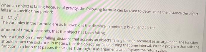 Solved When an object is falling because of gravity, the | Chegg.com