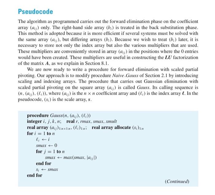 In Matlab Please Use The Given Pseudocode To Write A 6714