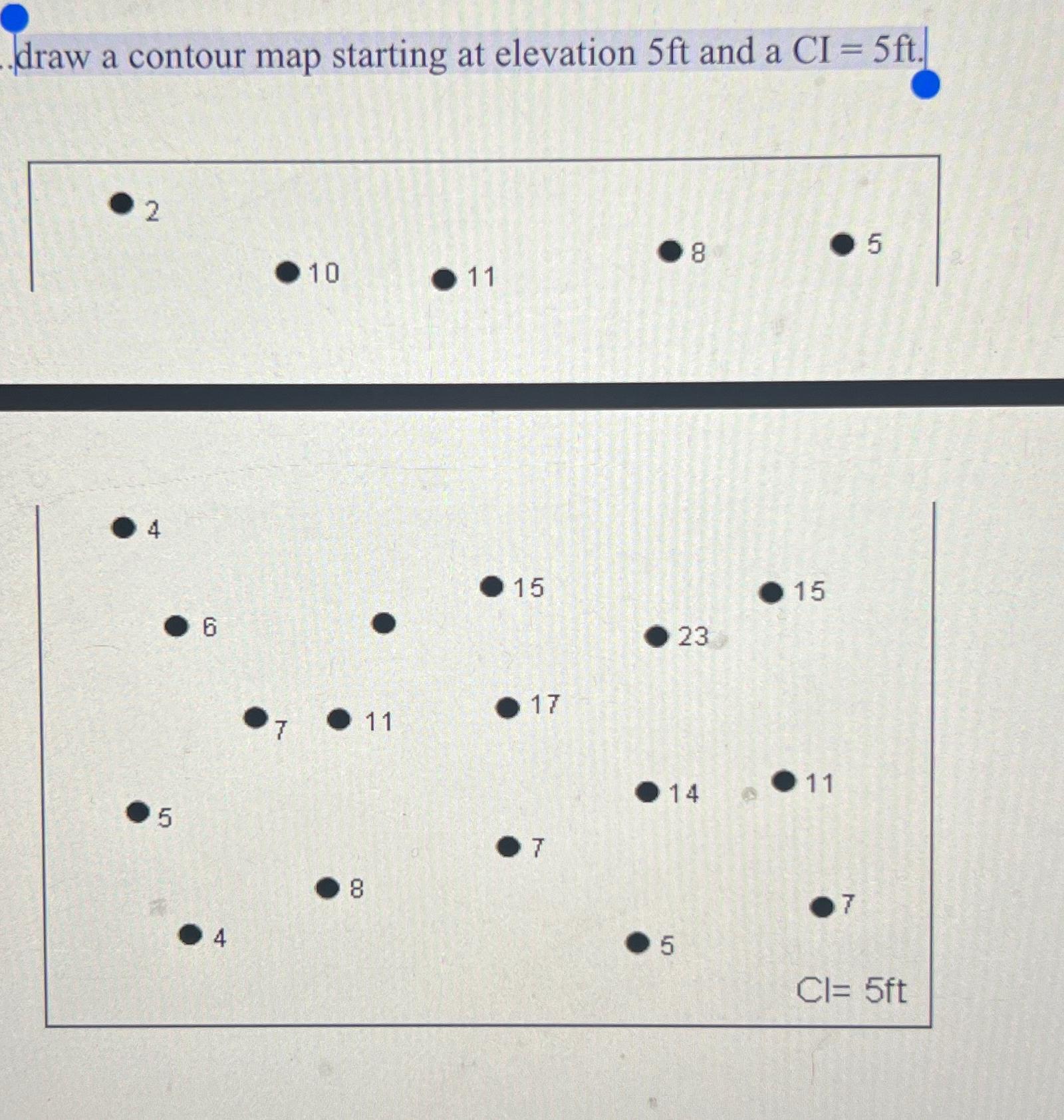 Solved draw a contour map starting at elevation 5ft ﻿and a | Chegg.com