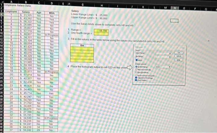 Solved Salary Lower Range Limit =$25,000 Upper Range Limit | Chegg.com