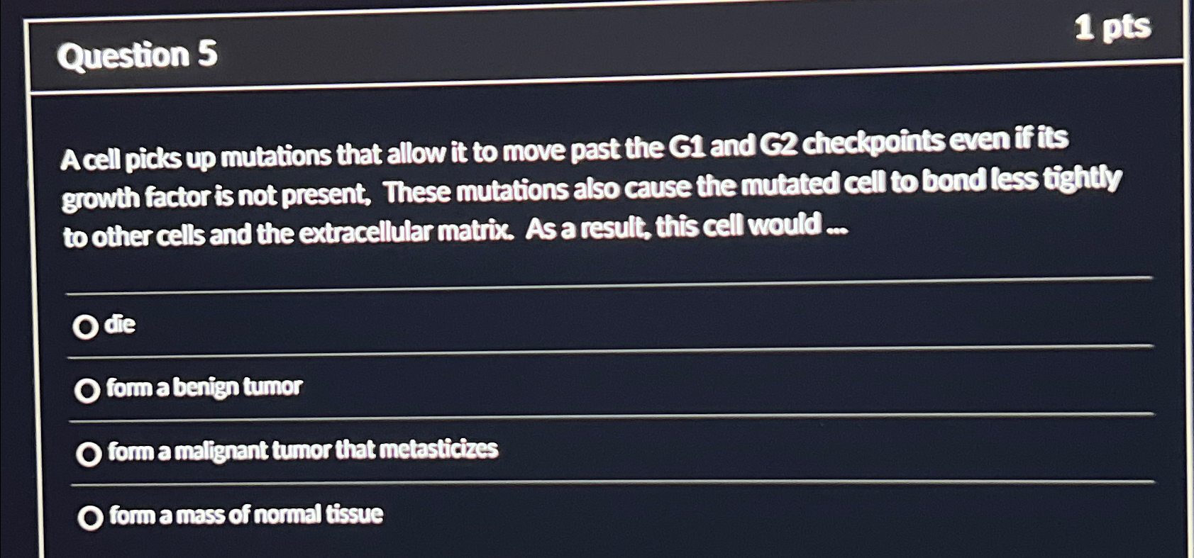 Solved Question 5A cell picks up mutations that allow it to | Chegg.com