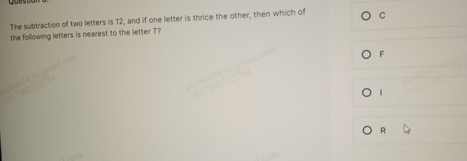 Solved The subtraction of two letters is 12, ﻿and if one | Chegg.com