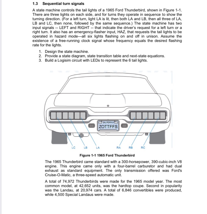 1.3 Sequential turn signals A state machine controls | Chegg.com
