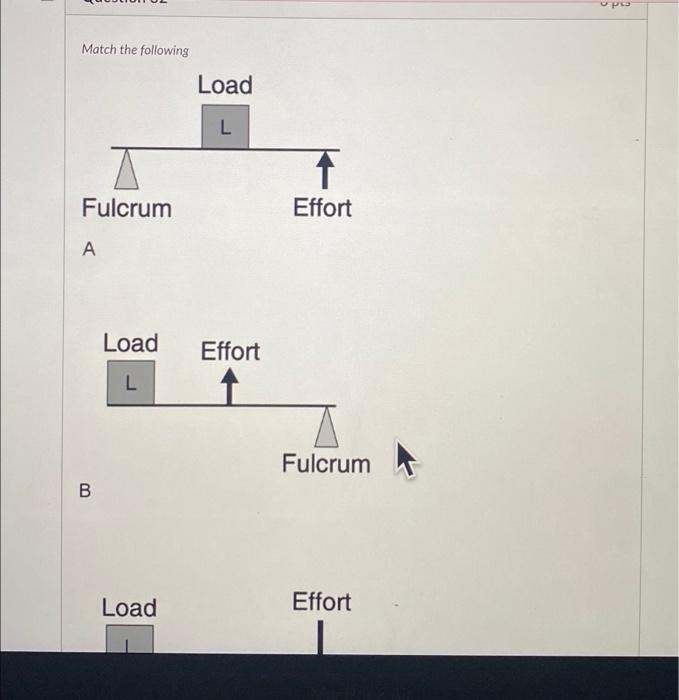 Solved Match the following Fulcrum A B Load L Load Load L | Chegg.com