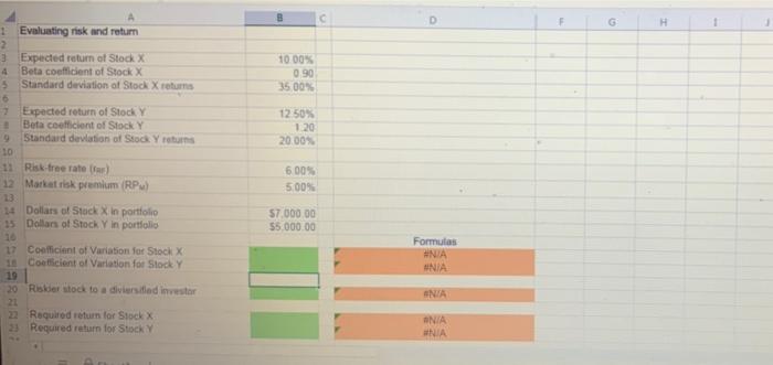 Solved Excel Online Structured Activity: Evaluating risk and | Chegg.com