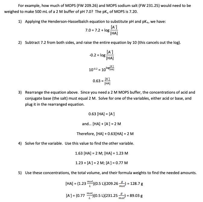 Question: Rather than using both MOPS acid and MOPS | Chegg.com