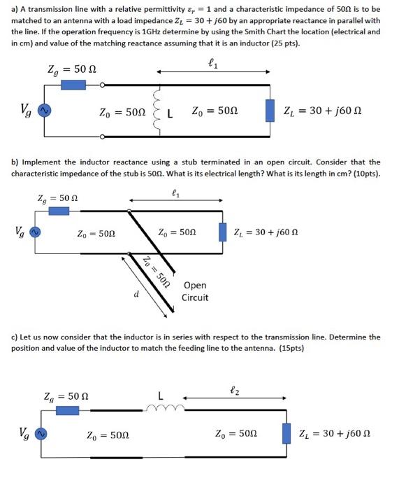 Solved a) A transmission line with a relative permittivity | Chegg.com
