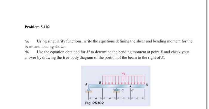 Solved Problem 5.102 (a) Using singularity functions, write | Chegg.com